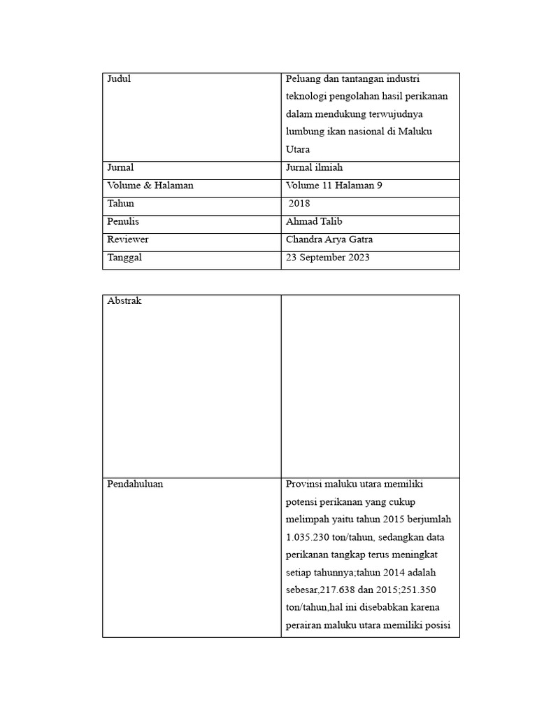 Riview Jurnal Hasil Perikanan - Chandra Arya Gatra | PDF