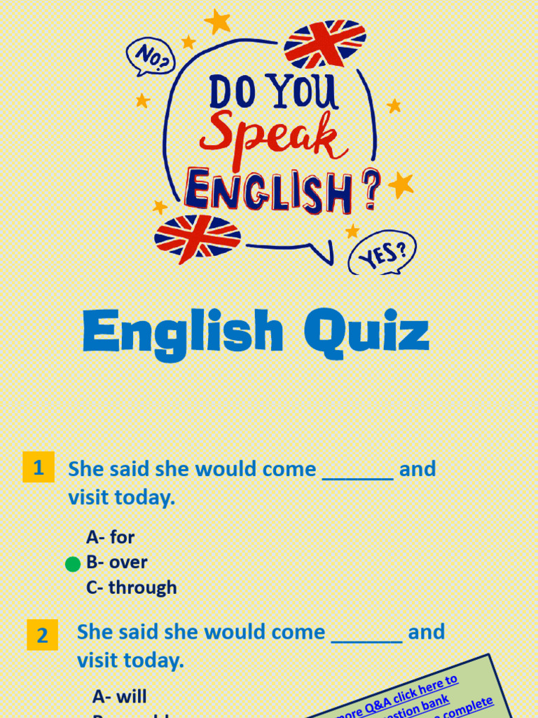 English Language Quiz with Certification | PDF