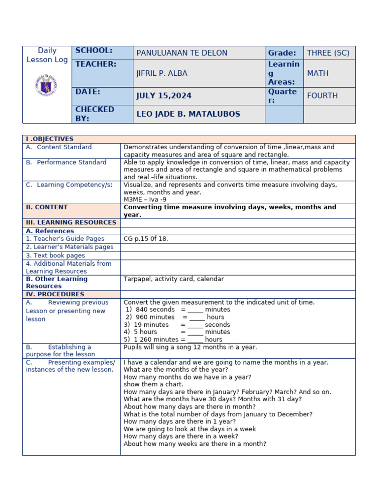 Grade 3_COT_DLP_Q4_Math (1) | PDF