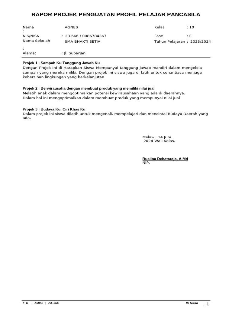 Rapor P5BK KLS XC | PDF