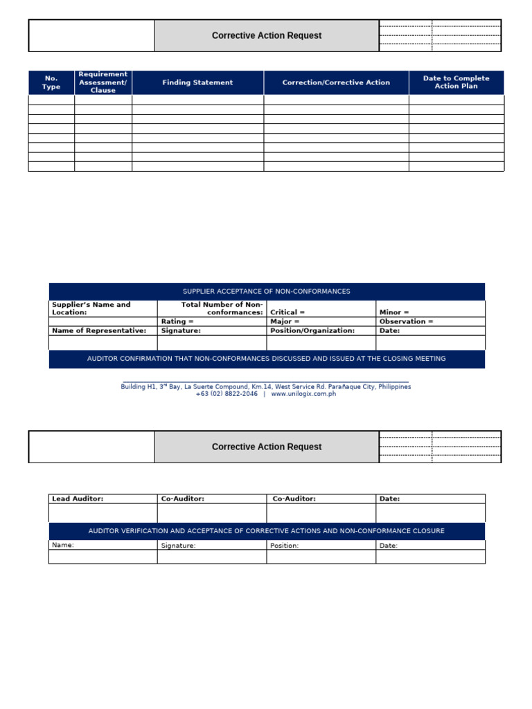 corrective action request | PDF