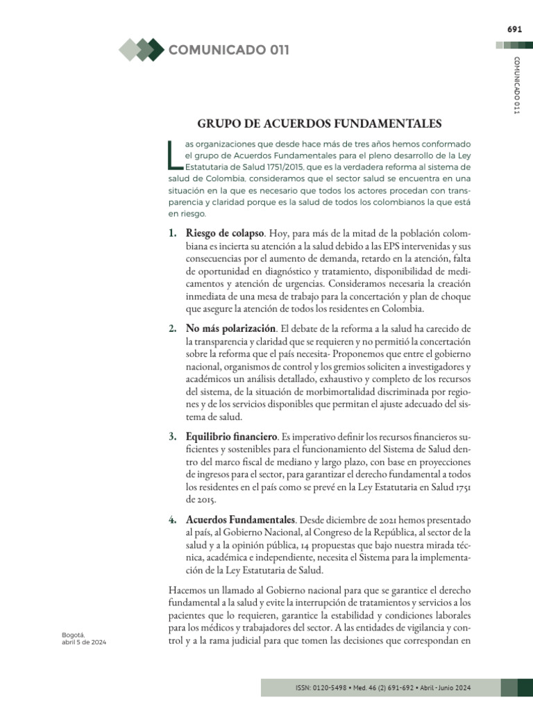 30 Comunicado 11 Acuerdos Fundamentales | PDF
