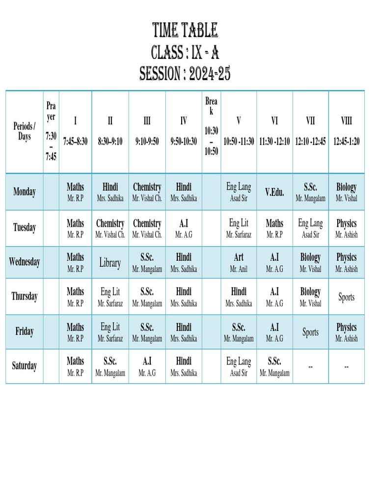 9 Time Table-3 | PDF