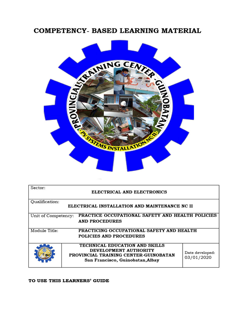 Basic 7. CBLM Practice Occupational Safety and Health Policies and Procedures | PDF