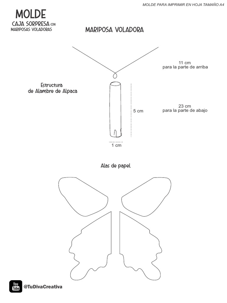 Molde de Mariposa Voladora A4 | PDF | Hogar, jardinería y bricolaje