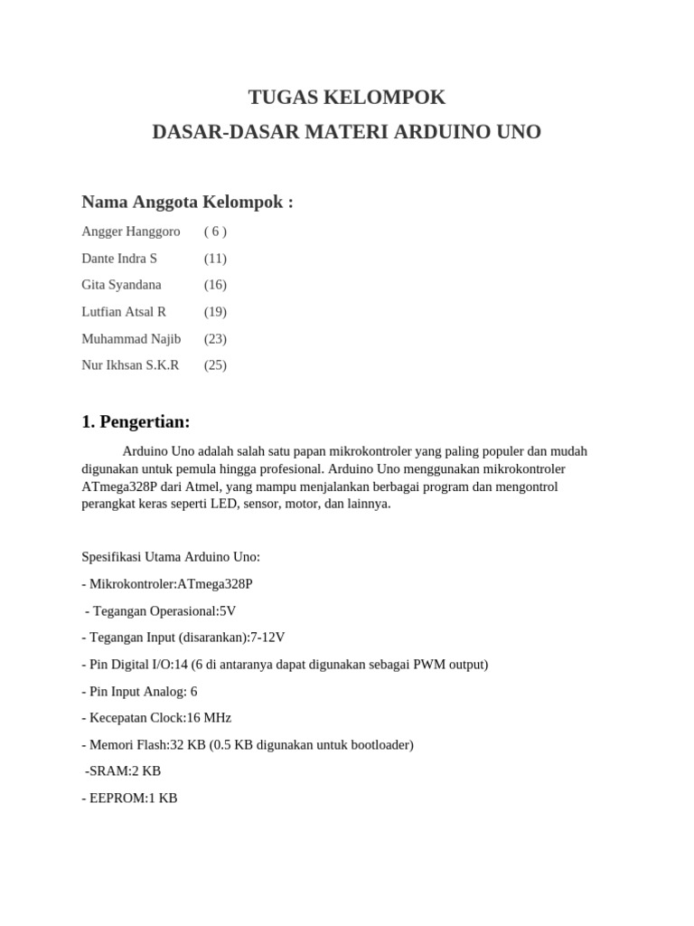 Materi Arduino Uno Kelompok | PDF