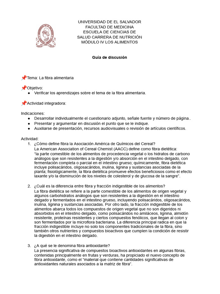 Fibra - Guía de Discusión | PDF