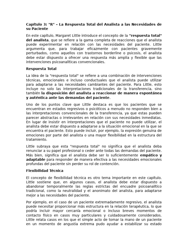 Resume CAP 3 M. Little "Transference Neurosis and Transference ...