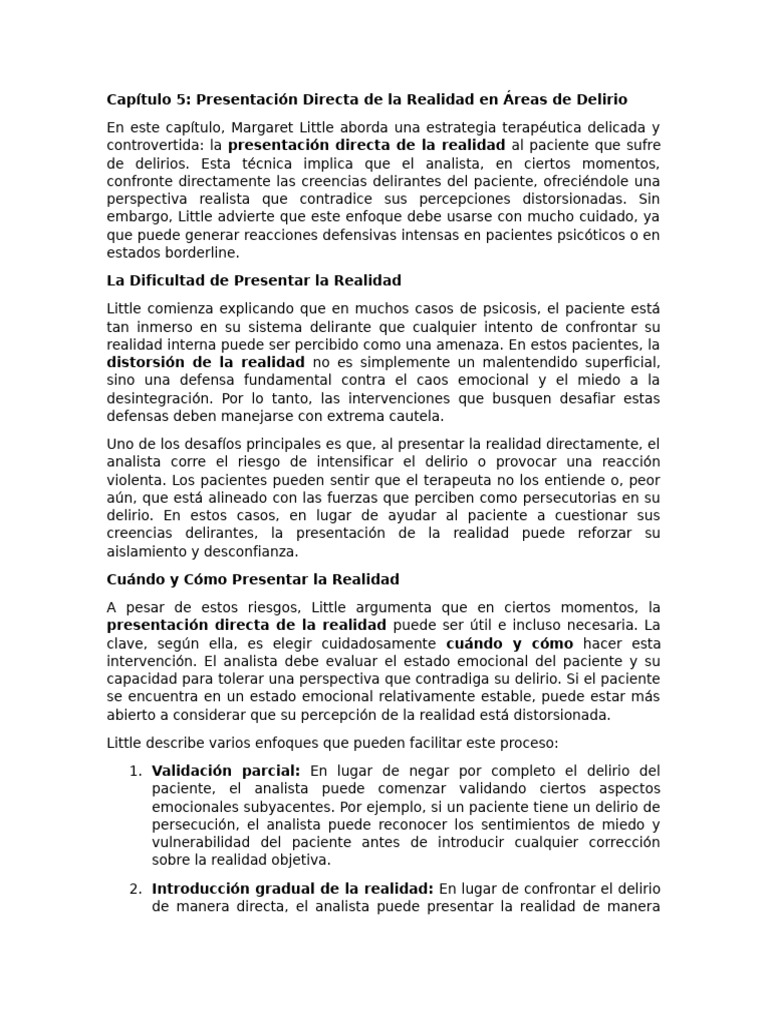 Resume CAP 5 M. Little "Transference Neurosis and Transference ...