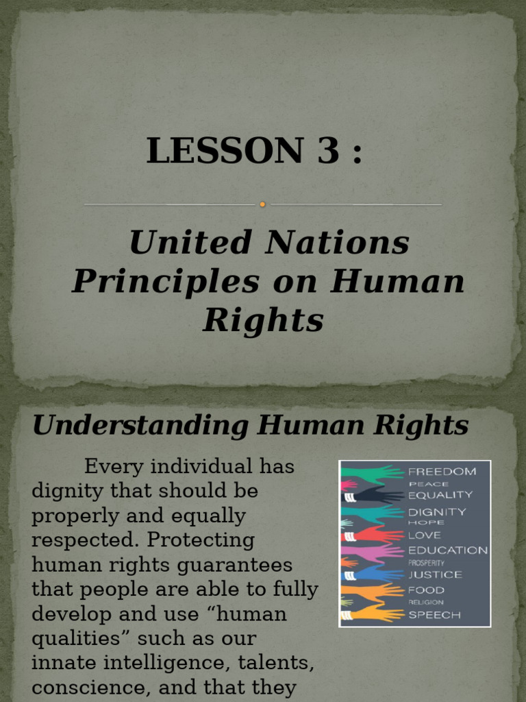 Lesson3 United Nations Principles On Human Rights | PDF