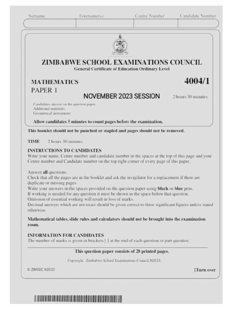 Maths O Level Nov 2023 Paper 1-zBpx8 | PDF