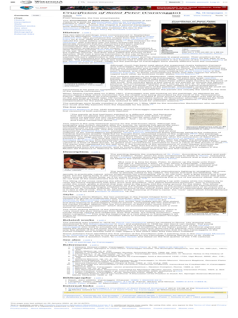 Crucifixion of Saint Peter (Caravaggio) - Wikipedia | PDF