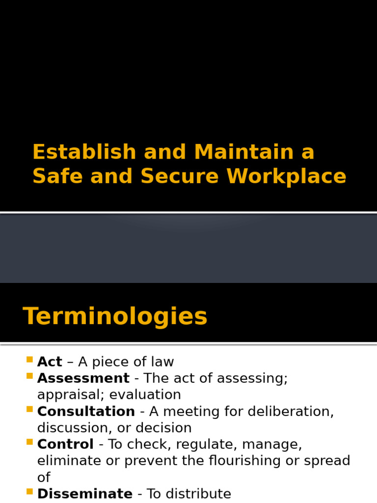Establish and Maintain A Safe and Secure Workplace | PDF