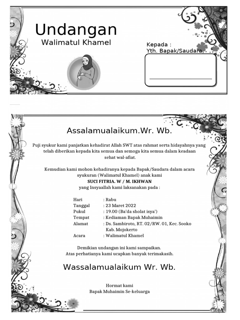 Undangan Walimatul Khamel | PDF