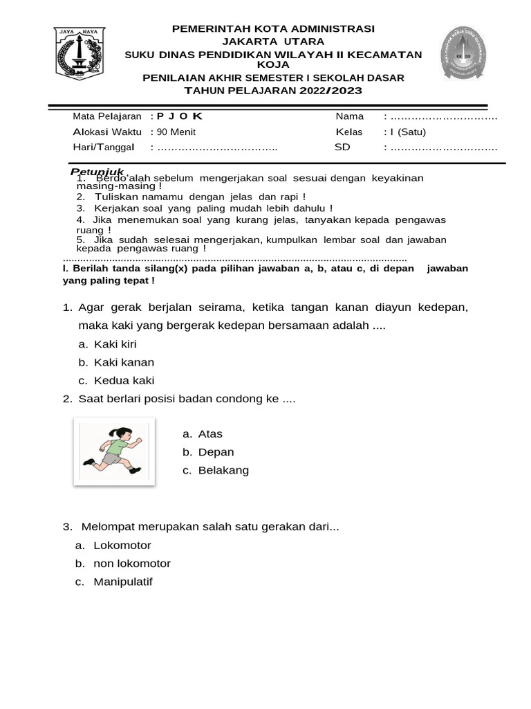 Soal Pas Kelas 1 Semester 1 | PDF