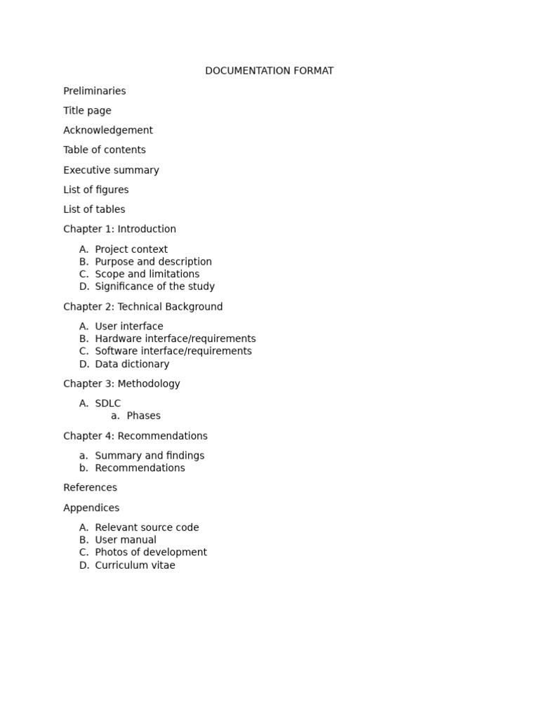 Documentation Format | PDF