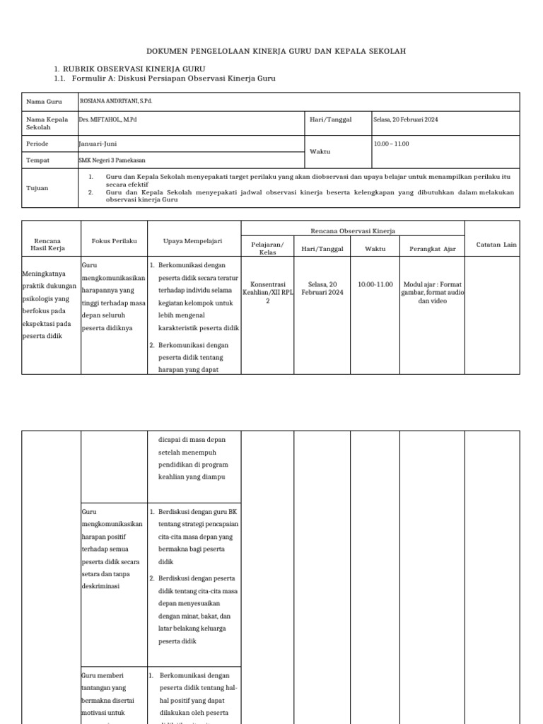 Form A Rosiana Andriyani | PDF