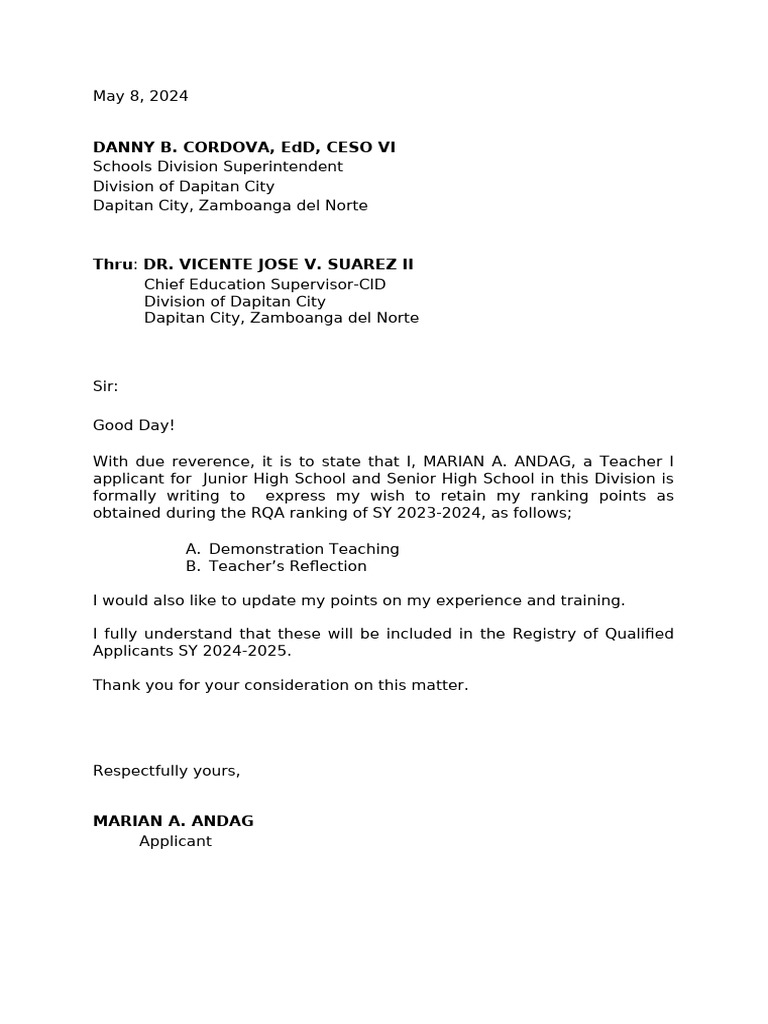 Letter of Retention | PDF