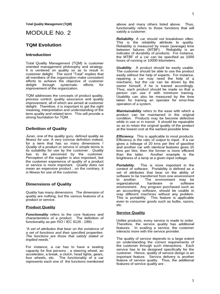 TQM Module No. 2 | PDF