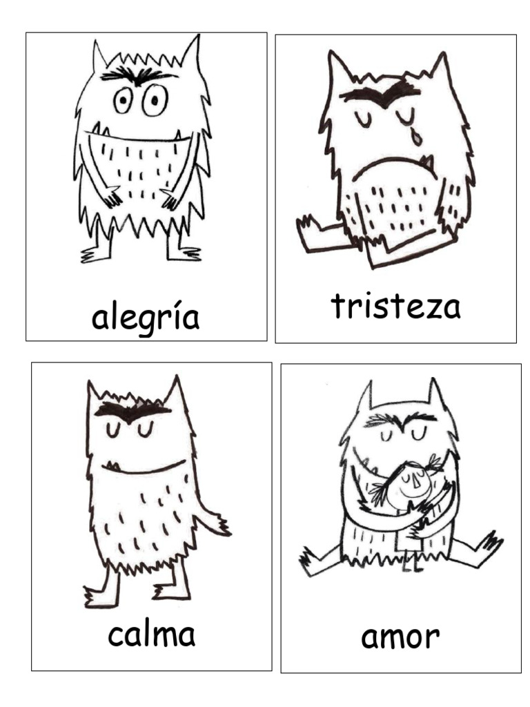 Tarjetas Del Monstruo de Las Emociones | PDF