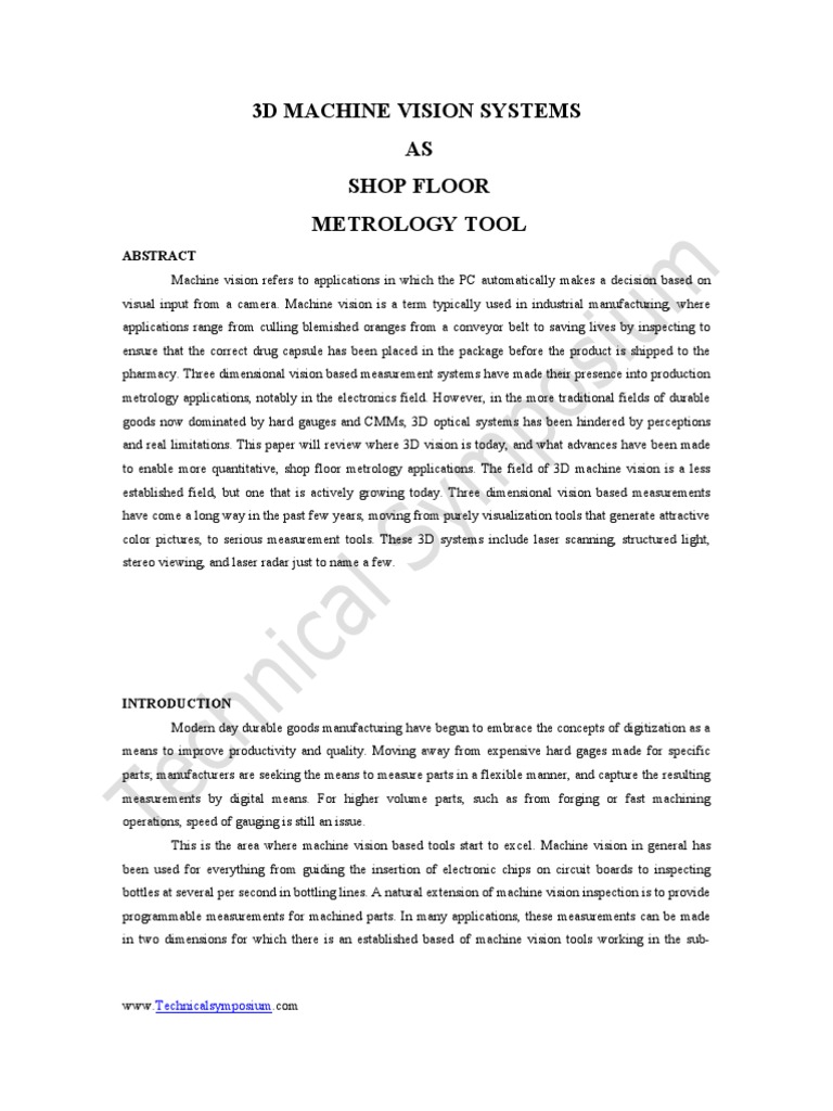 3d Machine Vision Systems | PDF