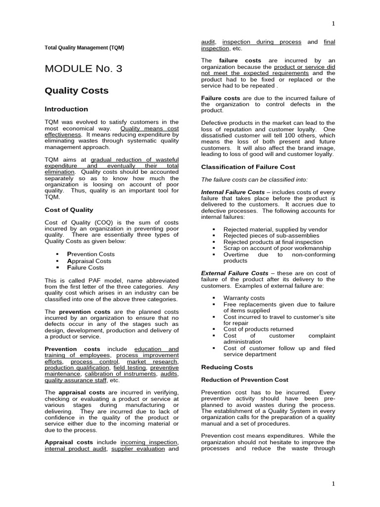TQM Module No. 3 | PDF