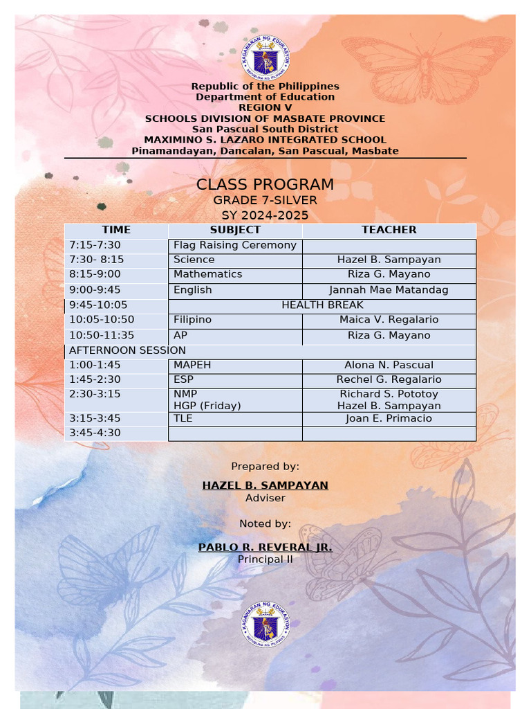 class program grade 7 | PDF
