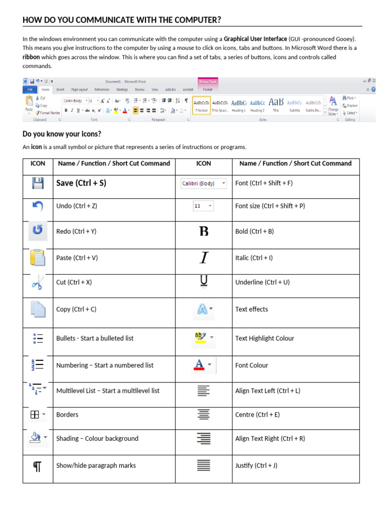 MS Word Icons Answers | PDF
