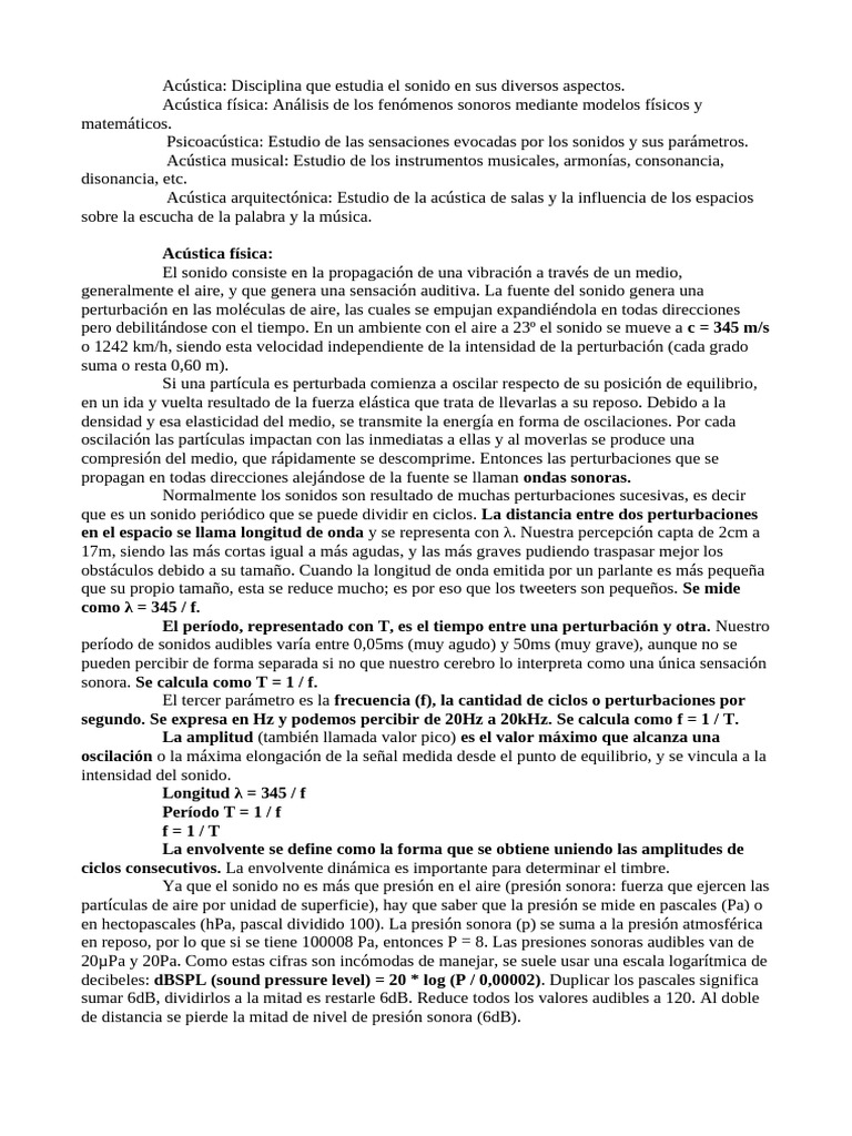 Elementos de Audio Unla | PDF