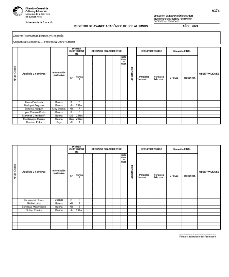 Registro_Avance_Academico_2023 | PDF