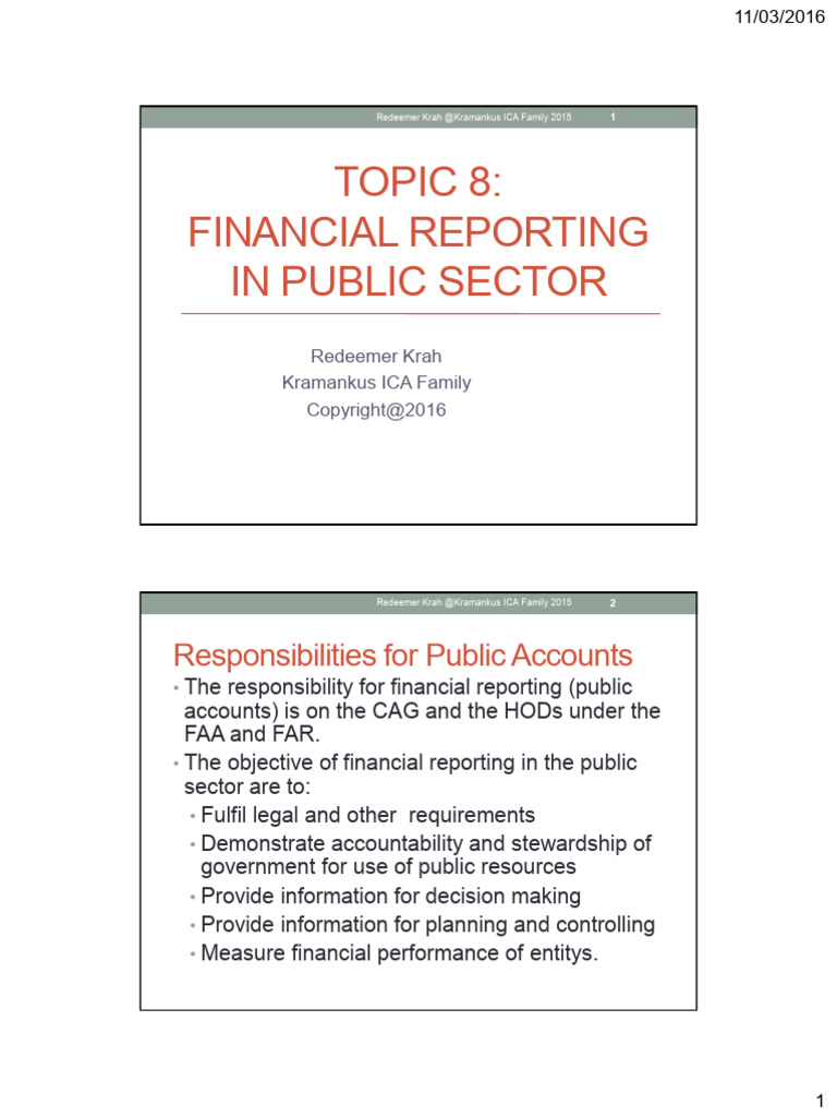 TOPIC 8-FINANCIAL REPORTING IN THE PUBLIC SECTOR Large | PDF | Non ...