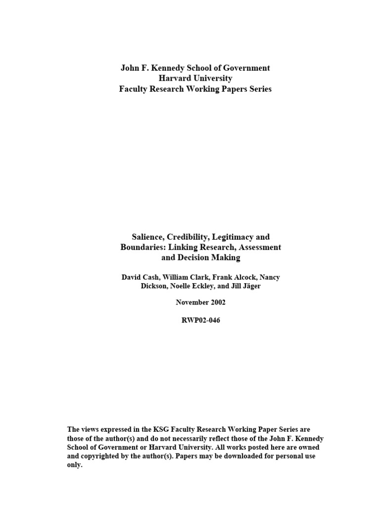 John F. Kennedy School of Government Harvard University Faculty ...