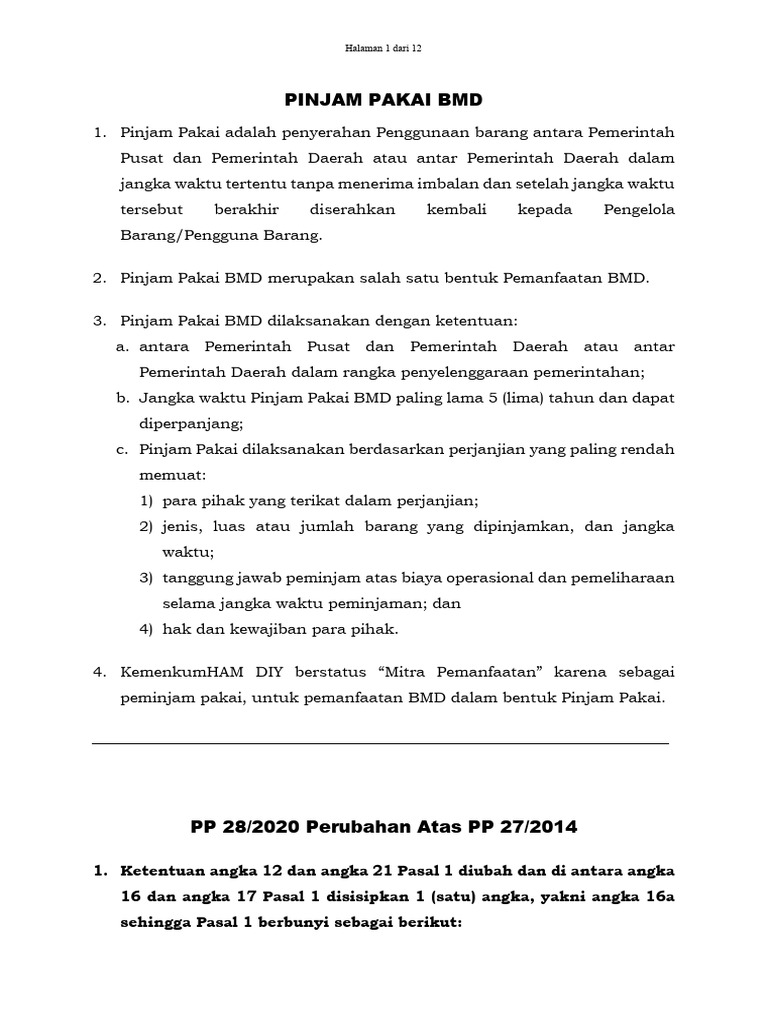 Pinjam Pakai BMD | PDF