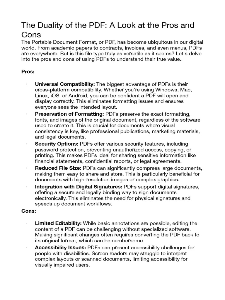 The Duality of The PDF - A Look at The Pros and Cons | PDF