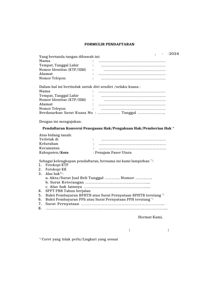 Formulir PTSL Tim 3 Tahun 2024 Baru | PDF