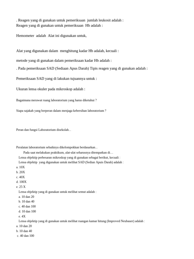 Soal Labkesdas Mid Semester 2022 Ganjil | PDF