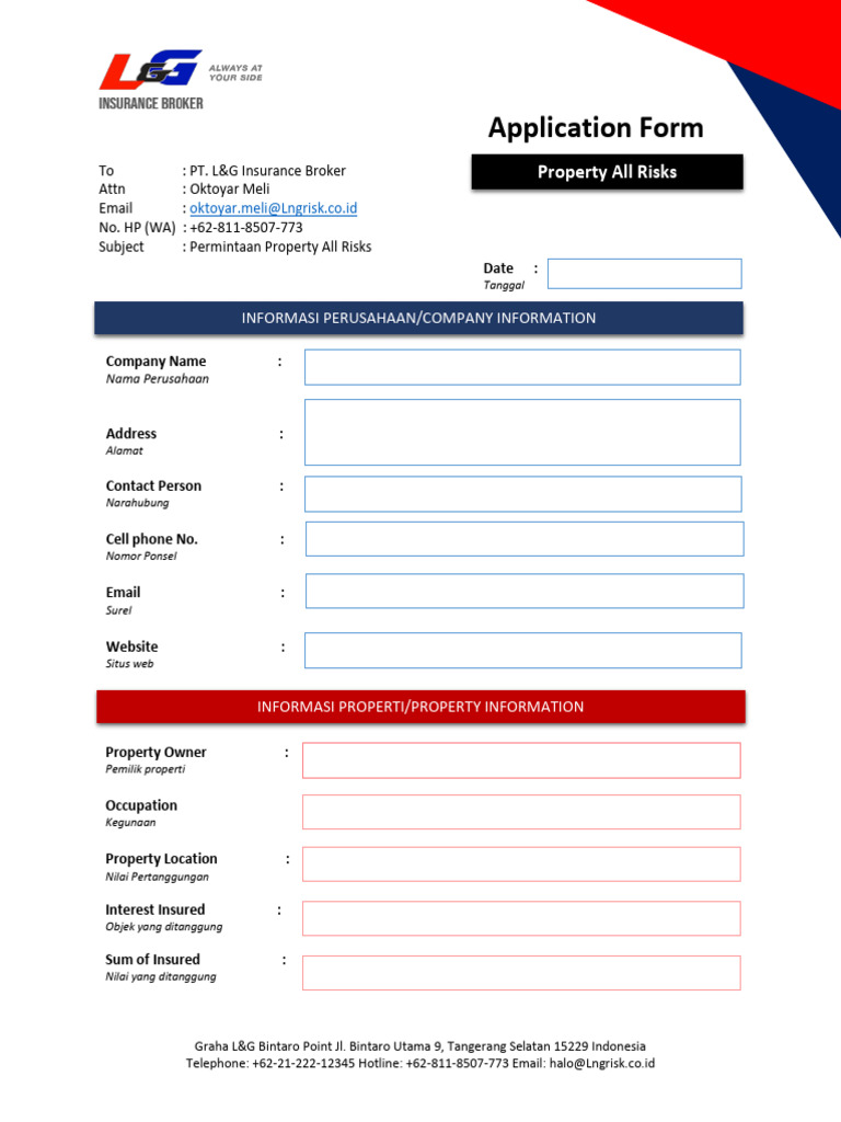 Application Form Property All Risk | PDF