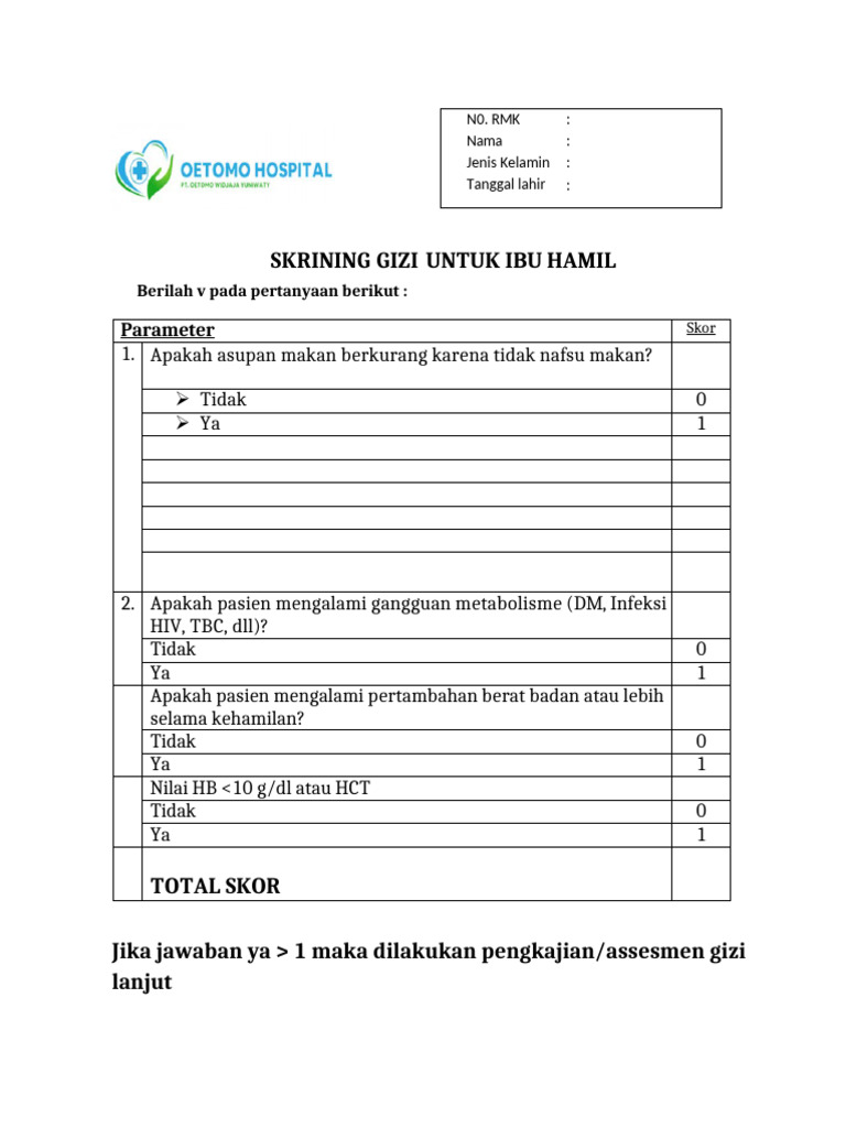 Skrining Gizi Ibu Hamil | PDF