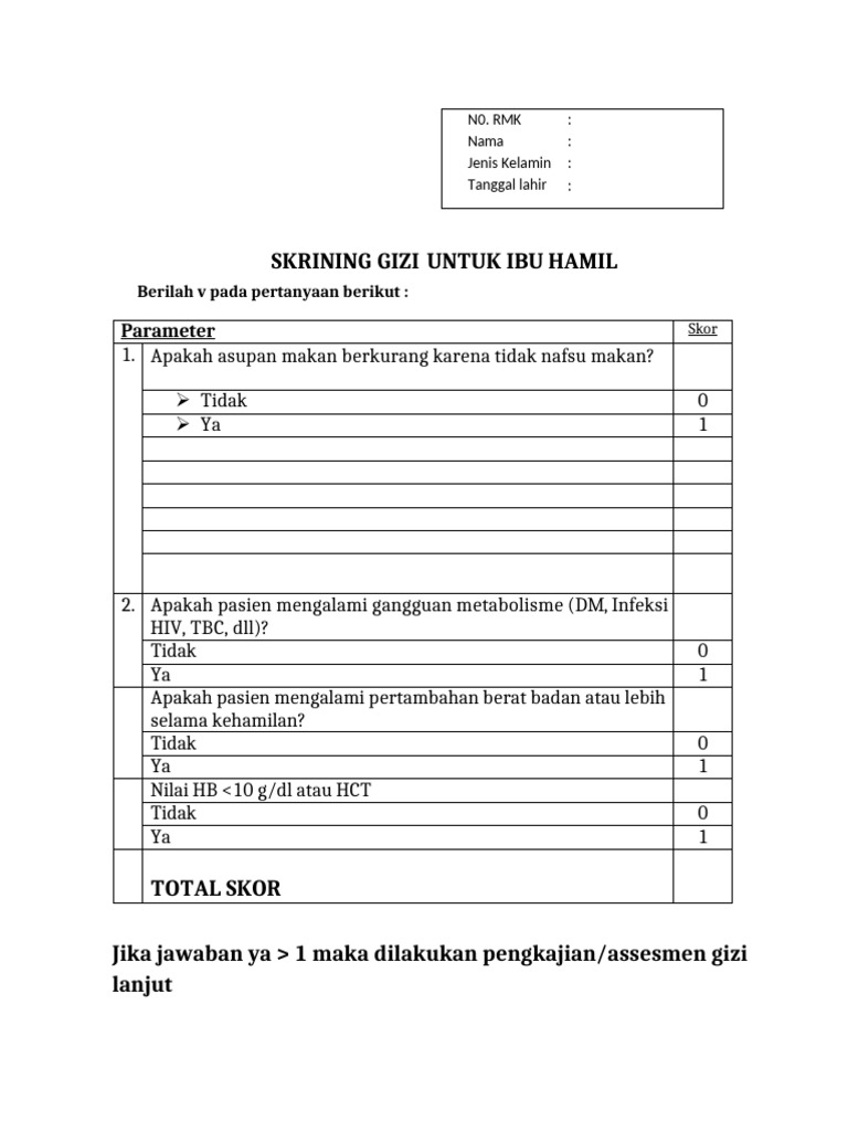 Skrining Gizi Ibu Hamil | PDF