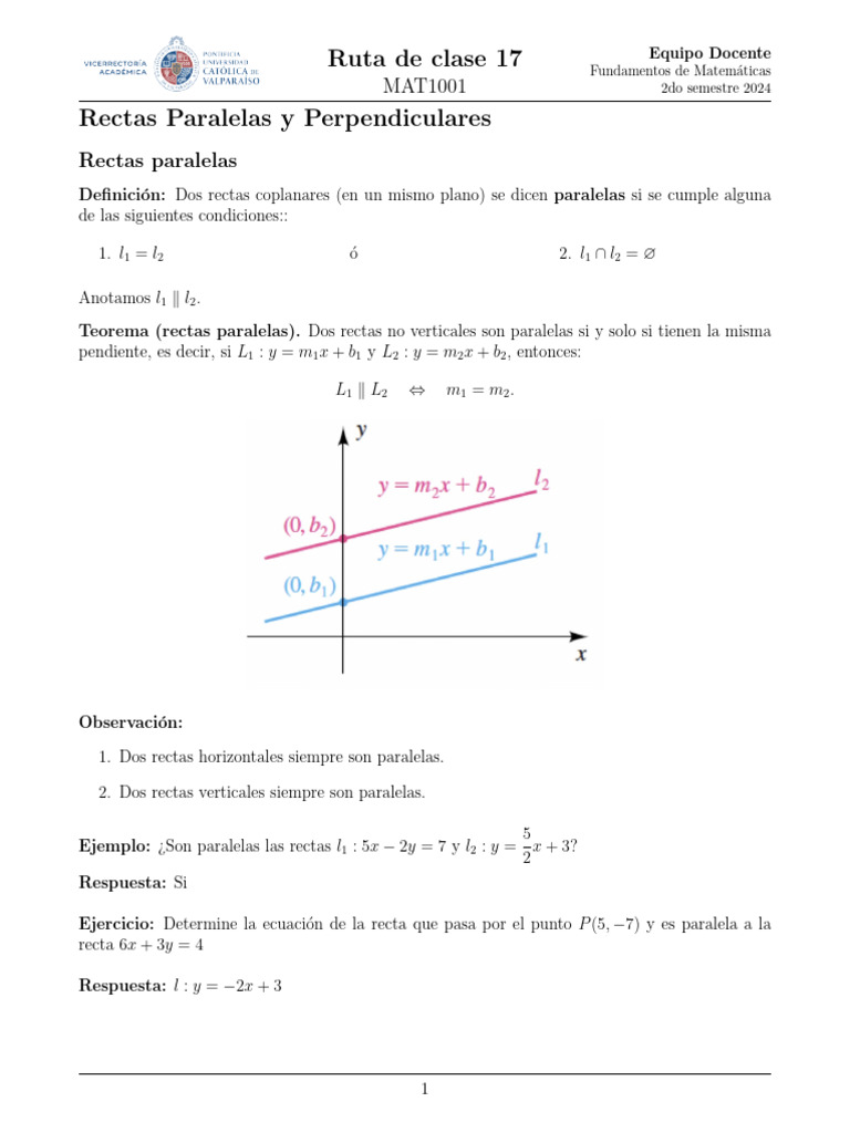 Ejemplos de Rectas Paralelas y Perpendiculares | PDF | Línea (geometría ...