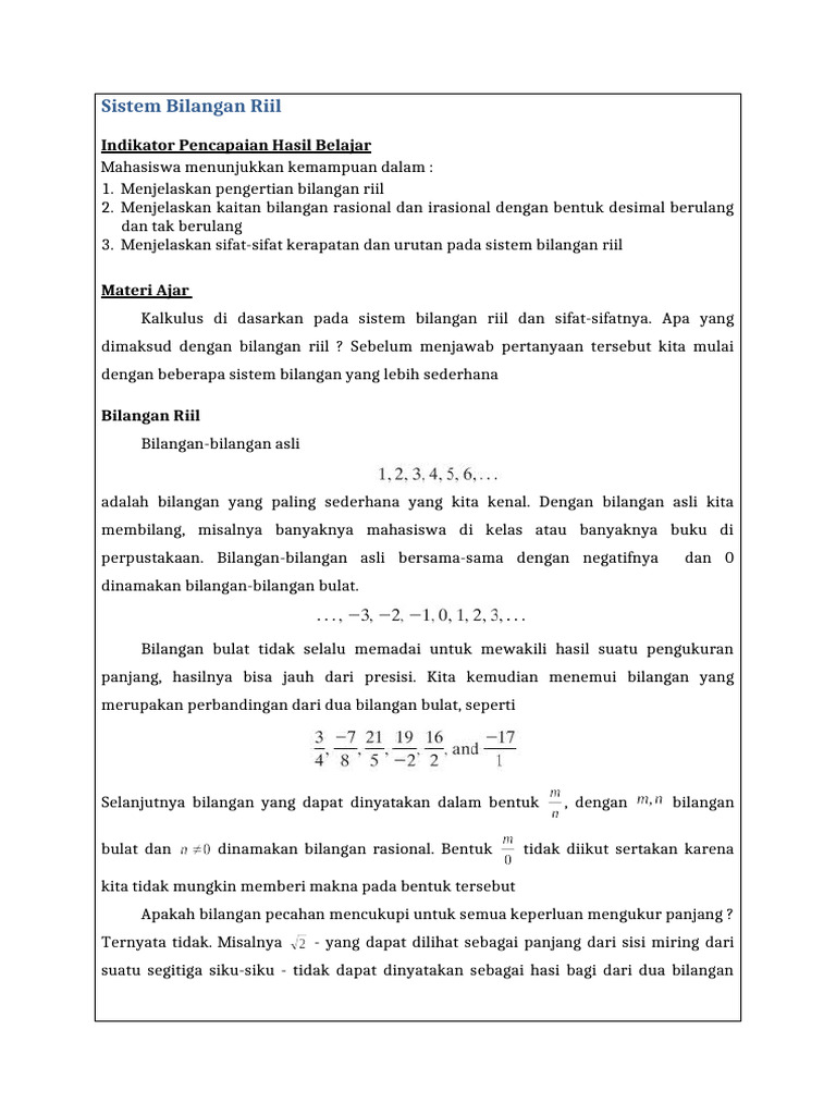 Sistem Bilangan Riil | PDF