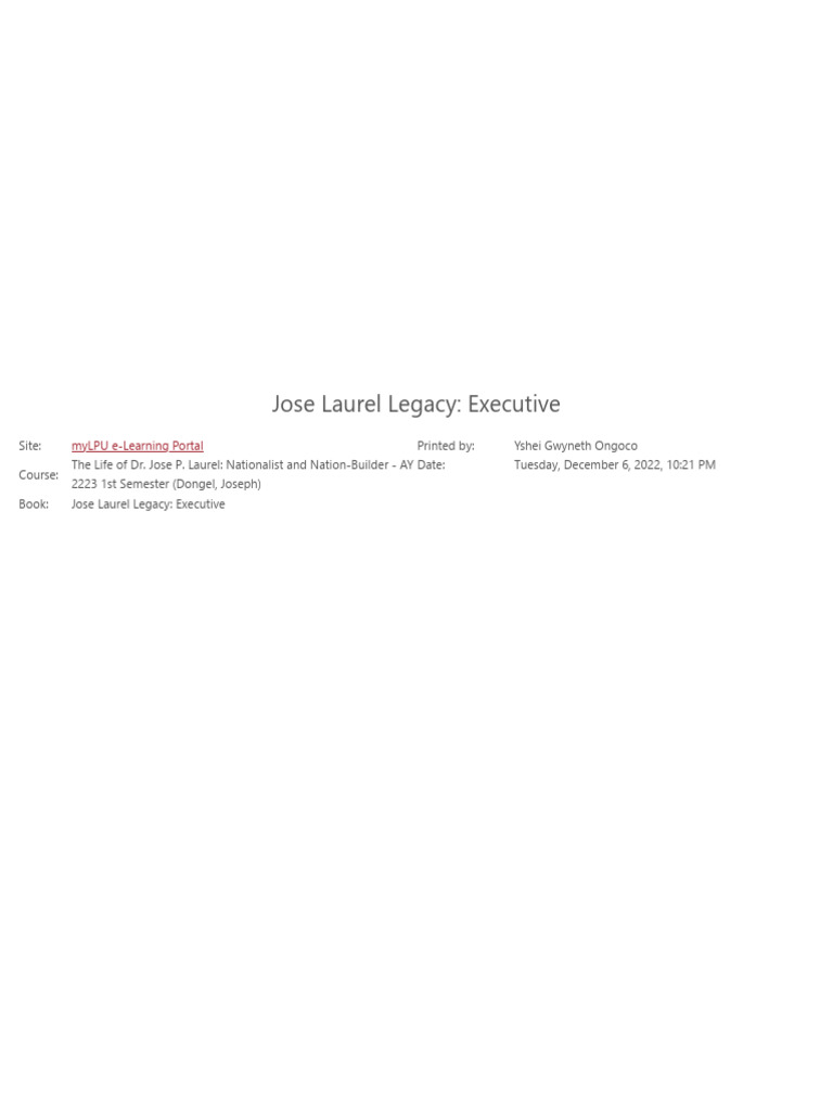 Jose Laurel Legacy - Executive | PDF
