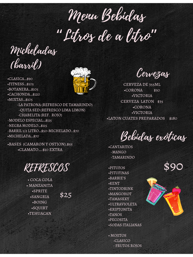Black Modern Bar Menu | PDF