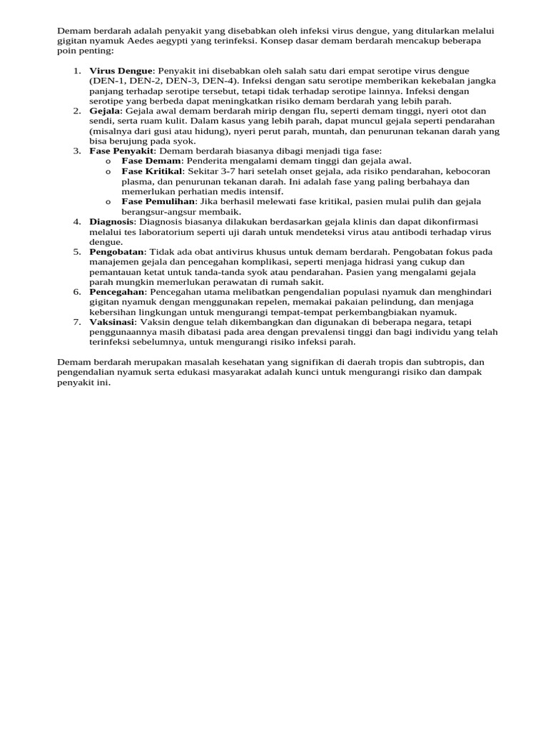 Demam Berdarah Adalah Penyakit Yang Disebabkan Oleh Infeksi Virus ...