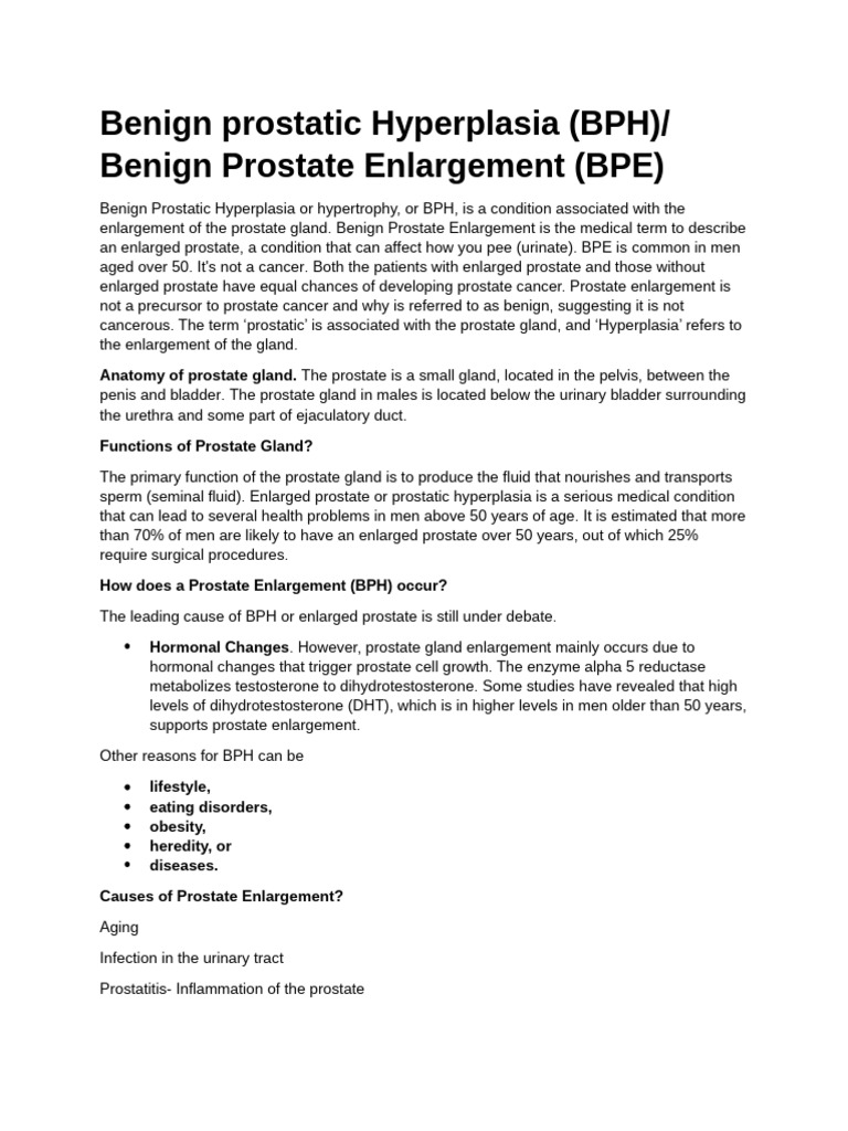 Benign Prostate Enlargement - 032631 | PDF