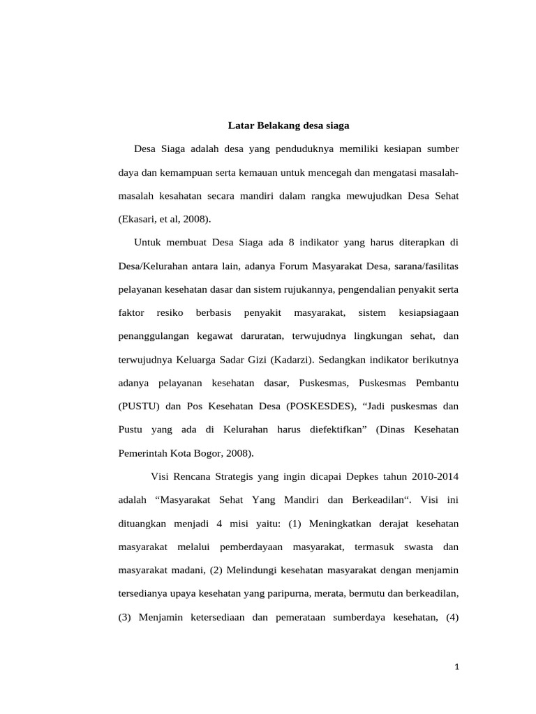 Latar Belakang Desa Siaga | PDF