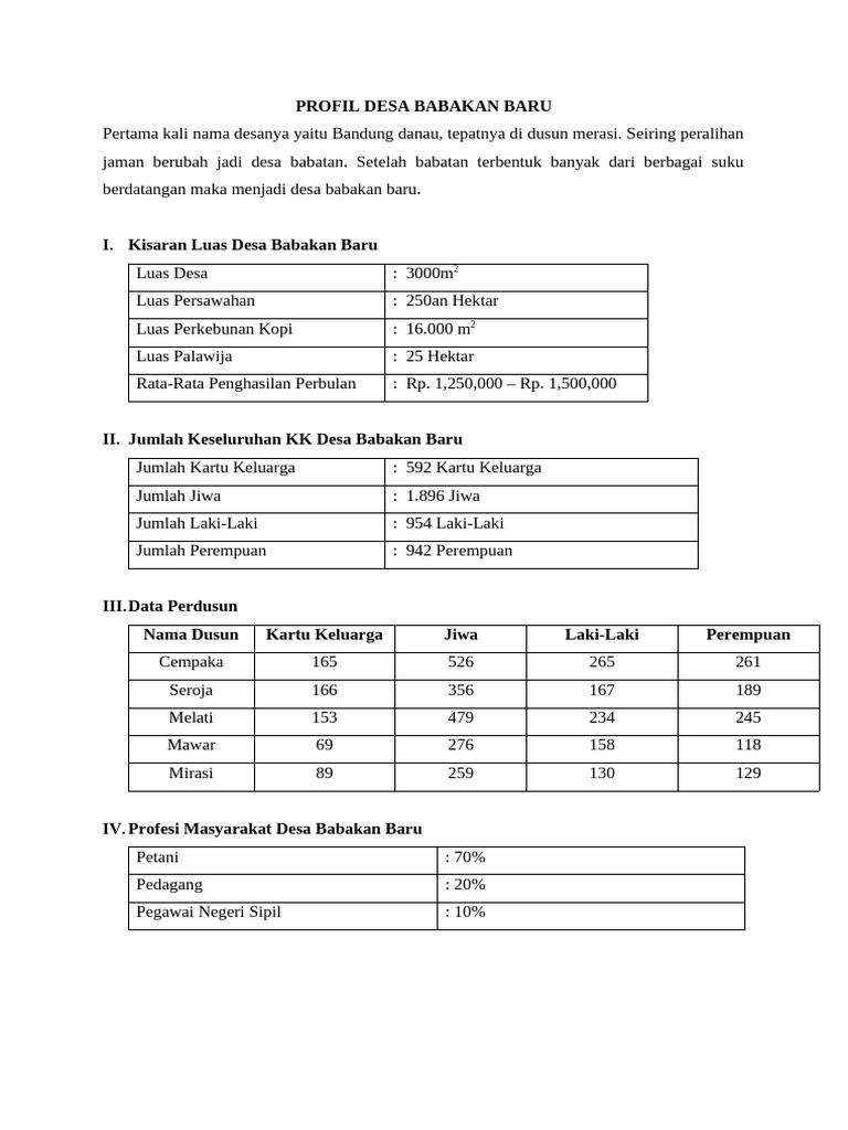 Profil Desa Babakan Baru | PDF