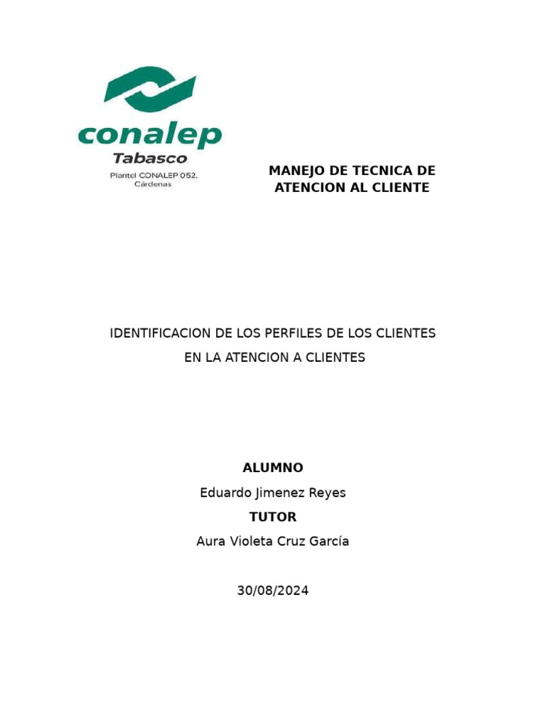 Perfiles de Clientes en Conalep 052 | PDF | Cliente | Ira
