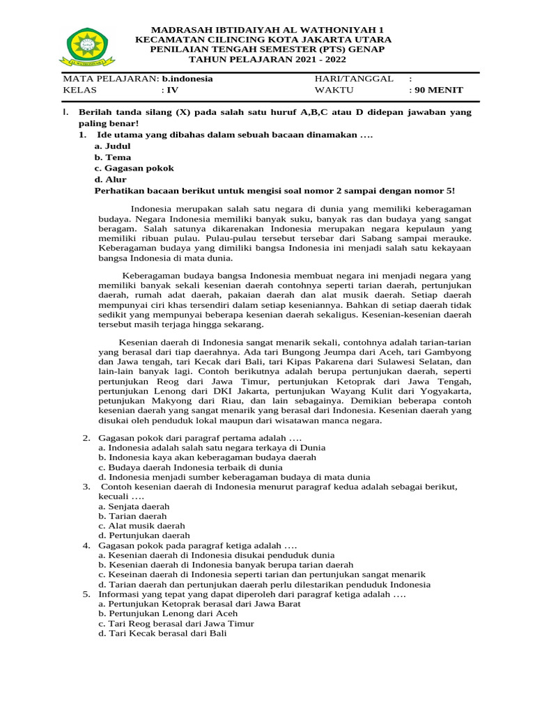 Soal PTS B.indo | PDF