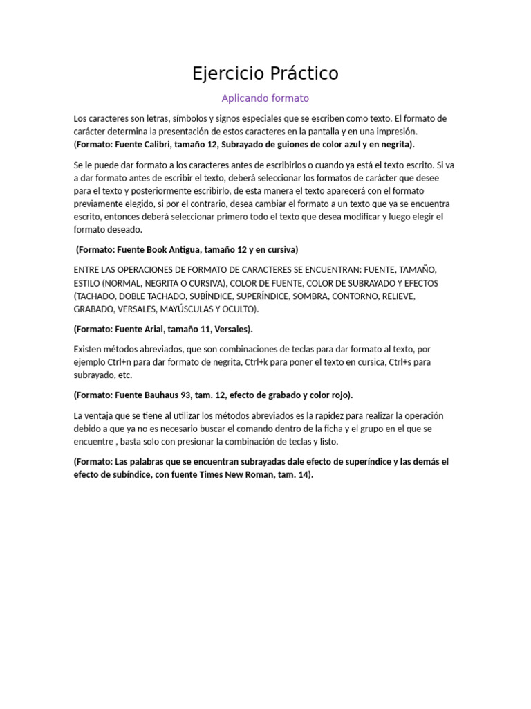 Ejercicio formato | PDF